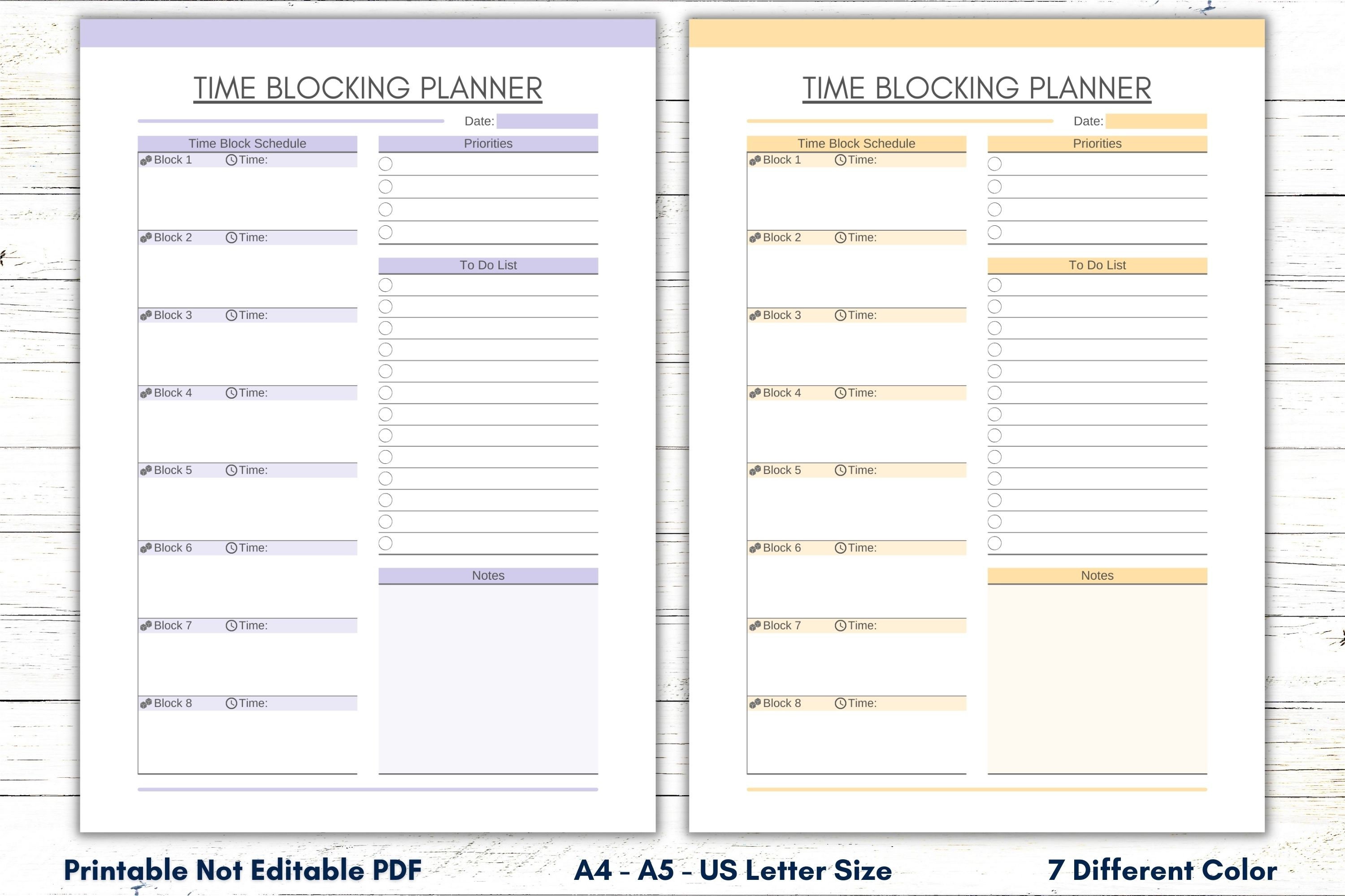 Printable Time Blocking Planner, Time Block Schedule, Time Block ...