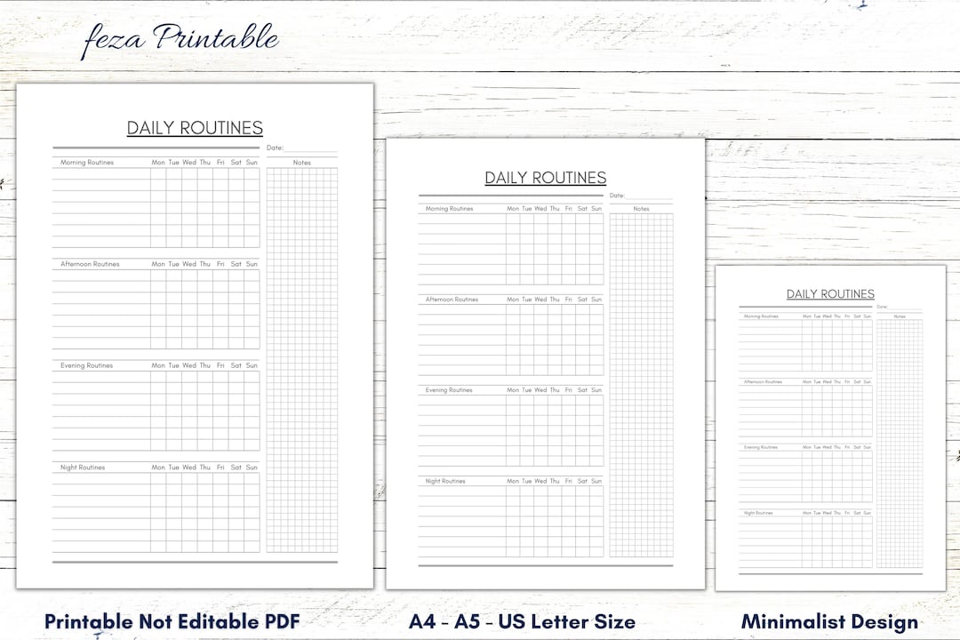 Daily Routine Printable Checklist, Weekly Routine Printable Checklist ...