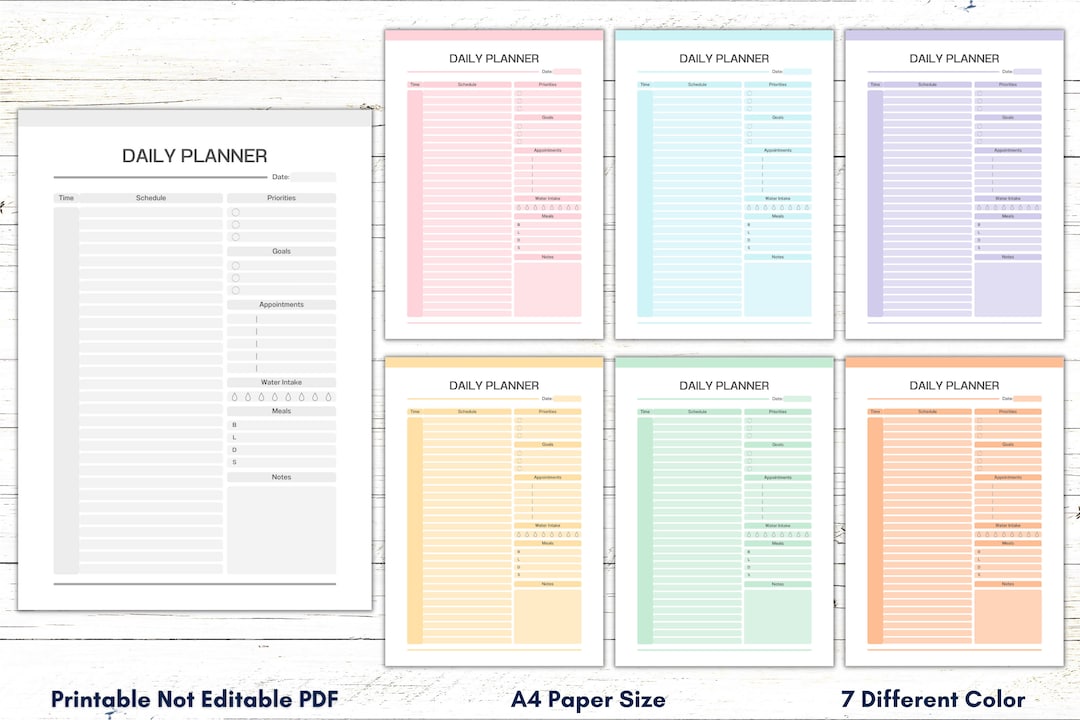 Daily Planner Printable Template, Daily Planner Sheet, Day Planner ...