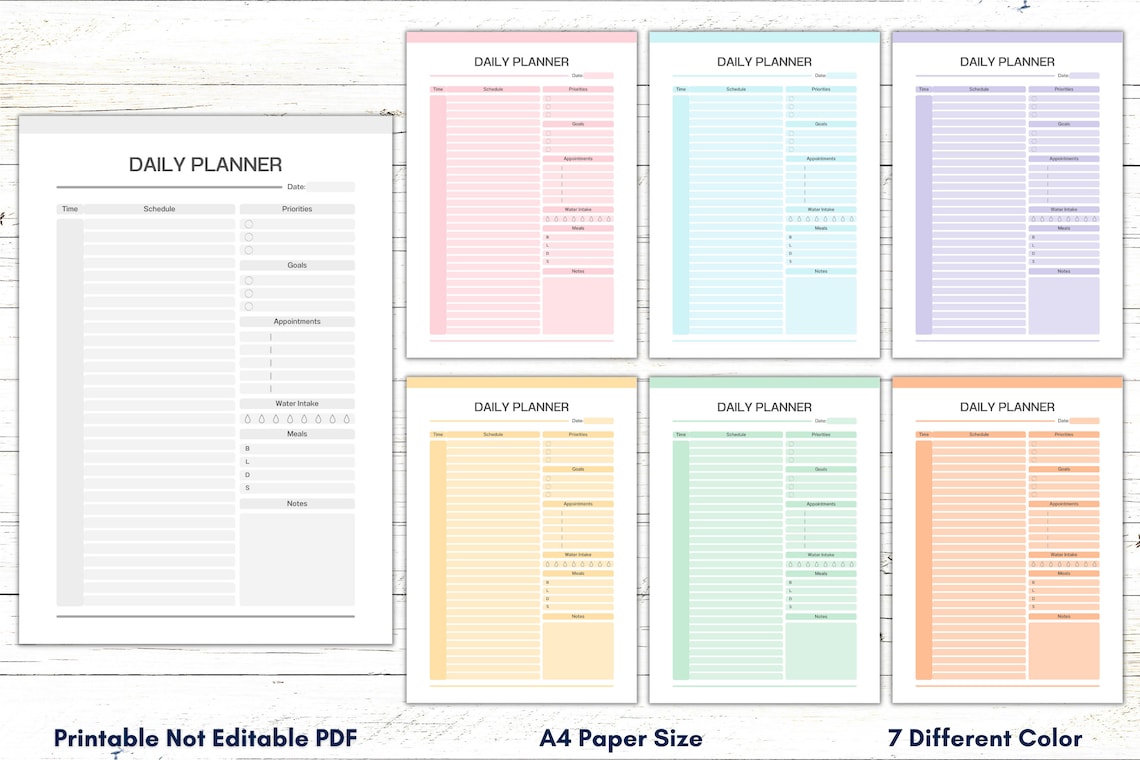 Daily Planner Printable Template, Daily Planner Sheet, Day Planner ...