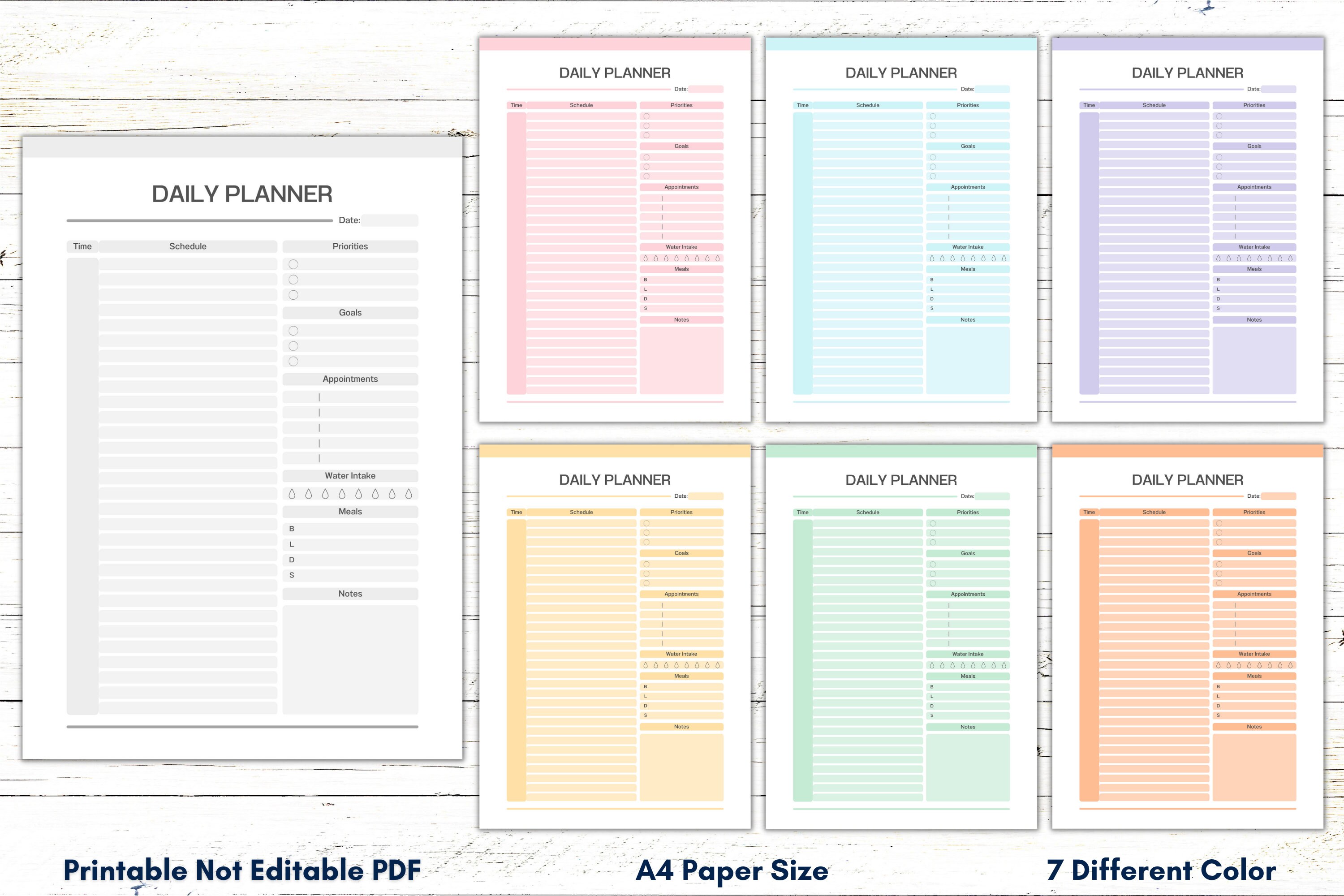 Daily Planner Printable Template, Daily Planner Sheet, Day Planner ...