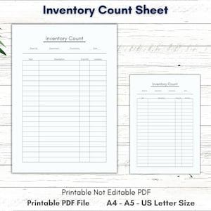 Printable Inventory Count Sheet Inventory Count Insert - Etsy