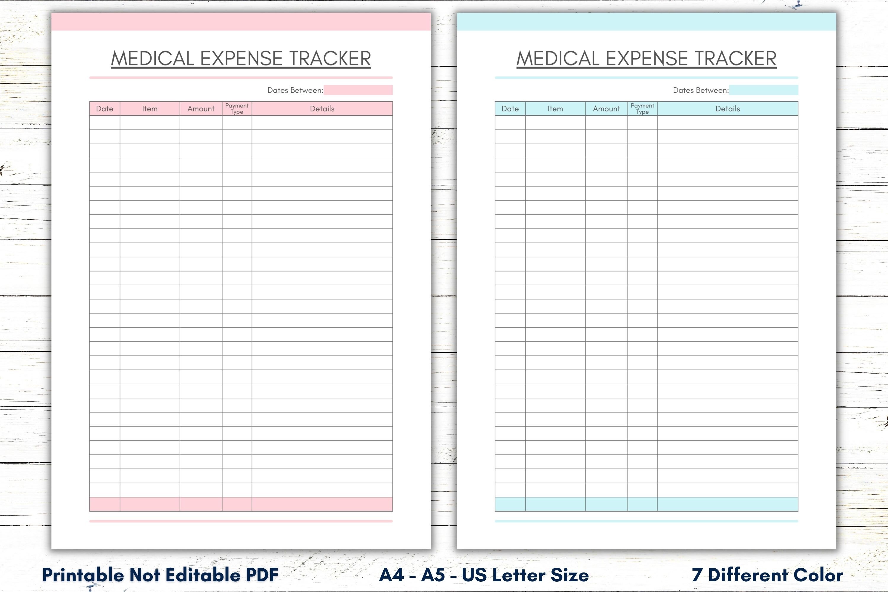 Printable Medical Expense Tracker, Medical Payment Tracker, Medical ...