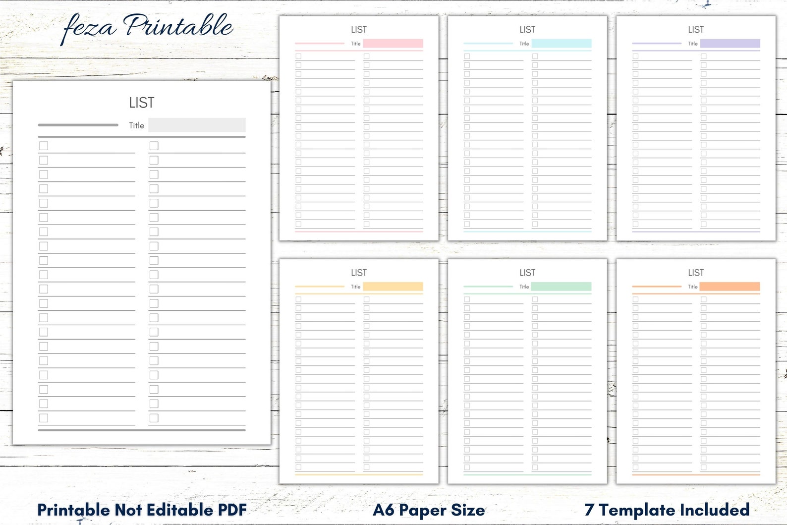 Blank List Checklist A6 Printable, Blank List Template Printable, Blank ...