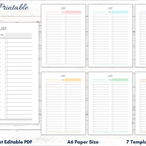Blank List Checklist A6 Printable, Blank List Template Printable, Blank ...