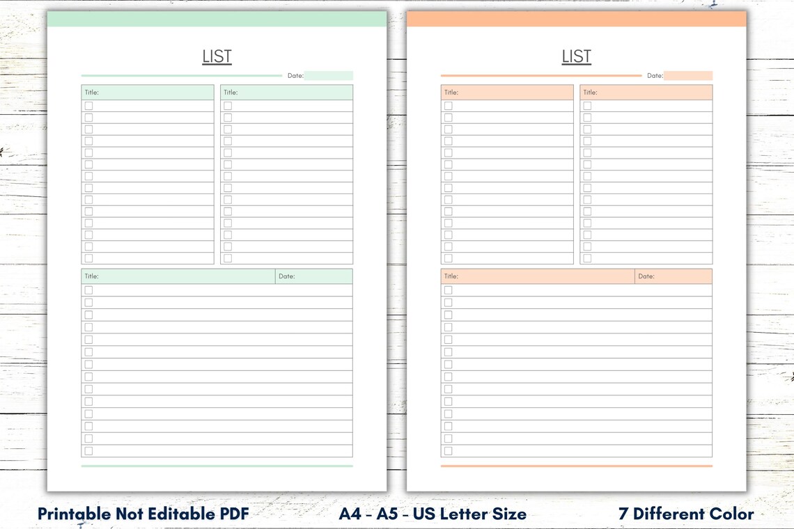 Blank List Template Printable Blank Checklist, Daily Weekly Yearly ...