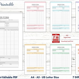 Printable Order Form Template, Order Sheet, Order Form for Small ...