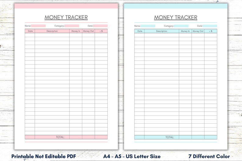 Printable Money Tracker, Printable Personal Finance Tracker, Money Log ...