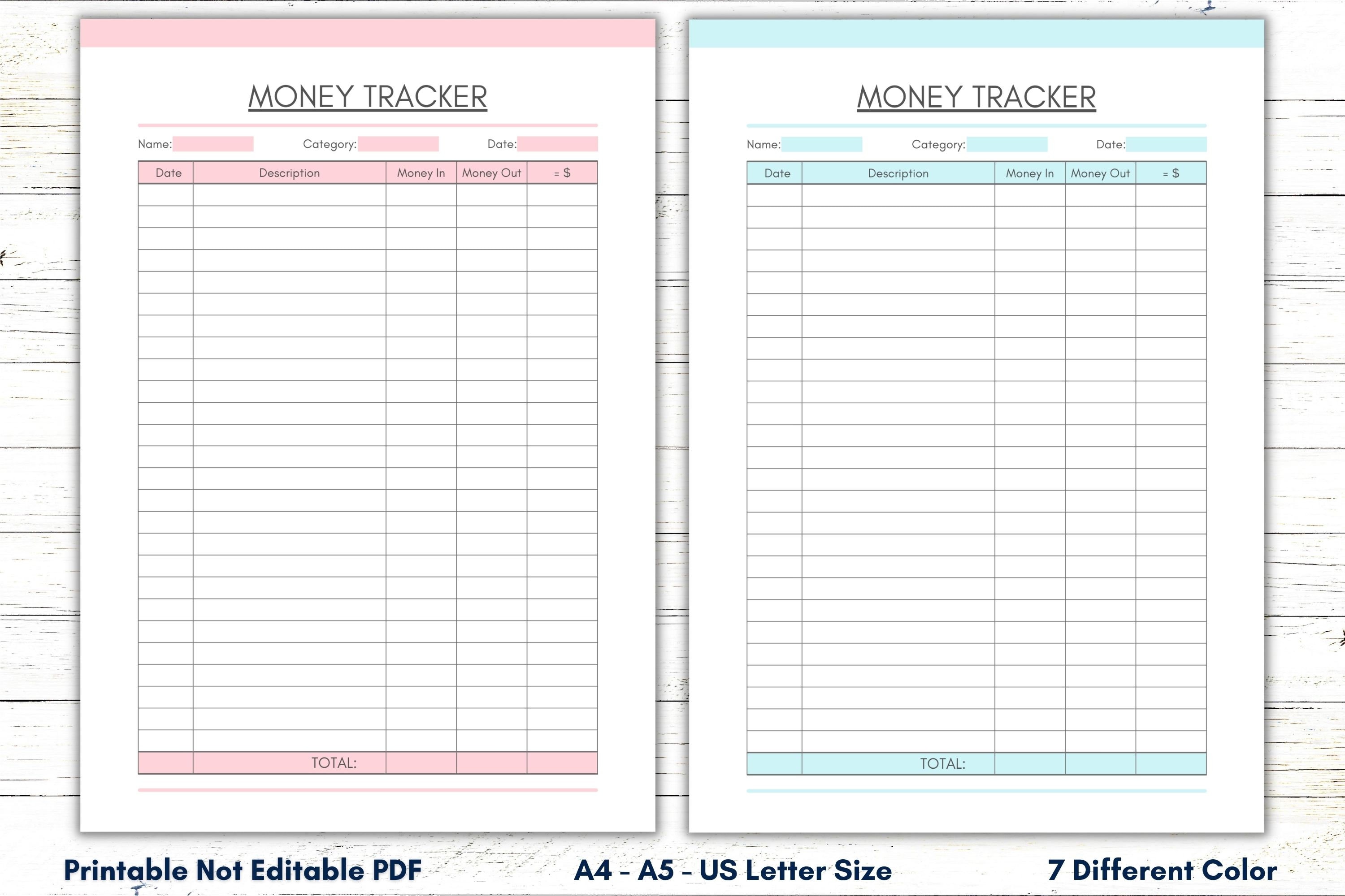 Printable Money Tracker, Printable Personal Finance Tracker, Money Log ...