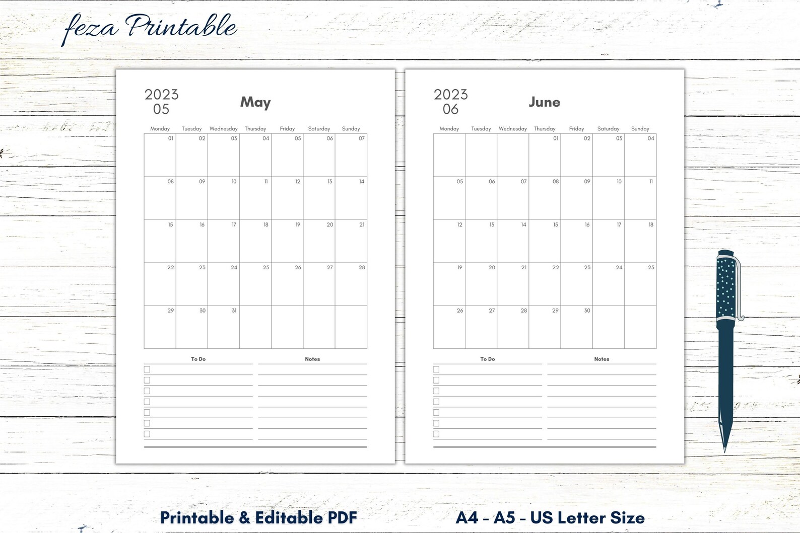 2023 Editable Calendar, Fillable 2023 Calendar, 2023 Monthly Calendar ...