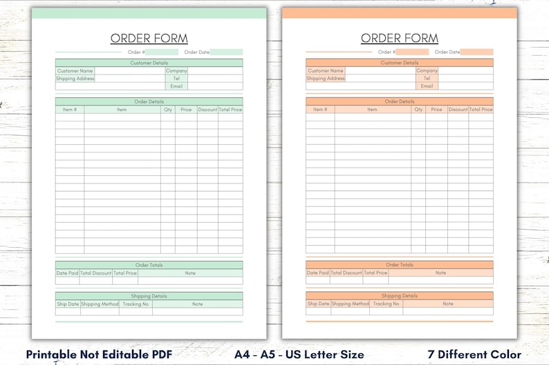 Printable Order Form Template, Order Sheet, Order Form for Small ...