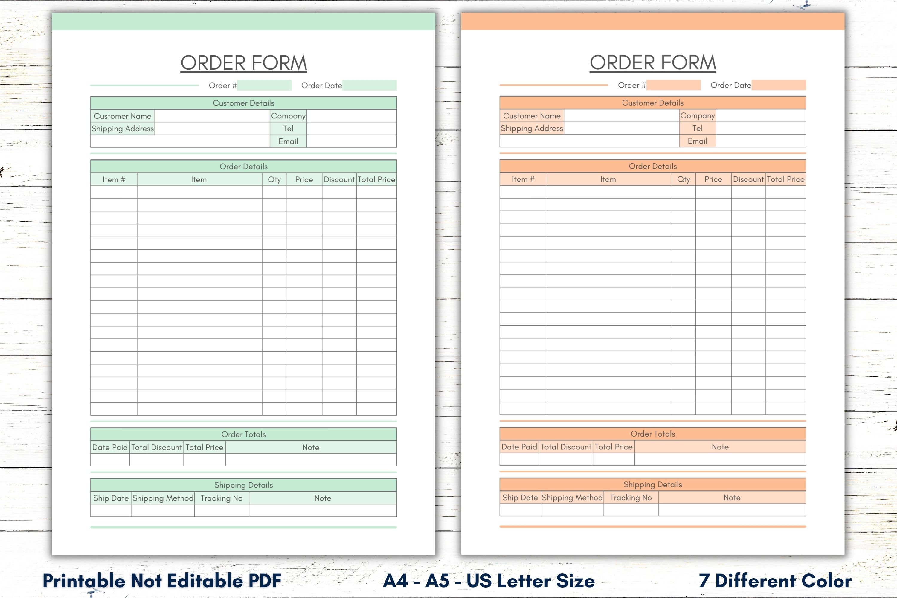 Printable Order Form Template, Order Sheet, Order Form for Small ...