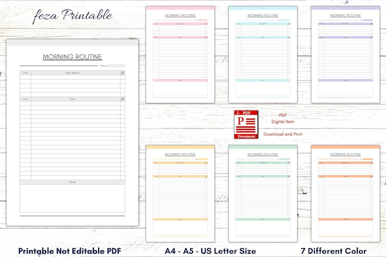Morning Routine Sheet Printable Template, Morning Routine Log, Morning ...
