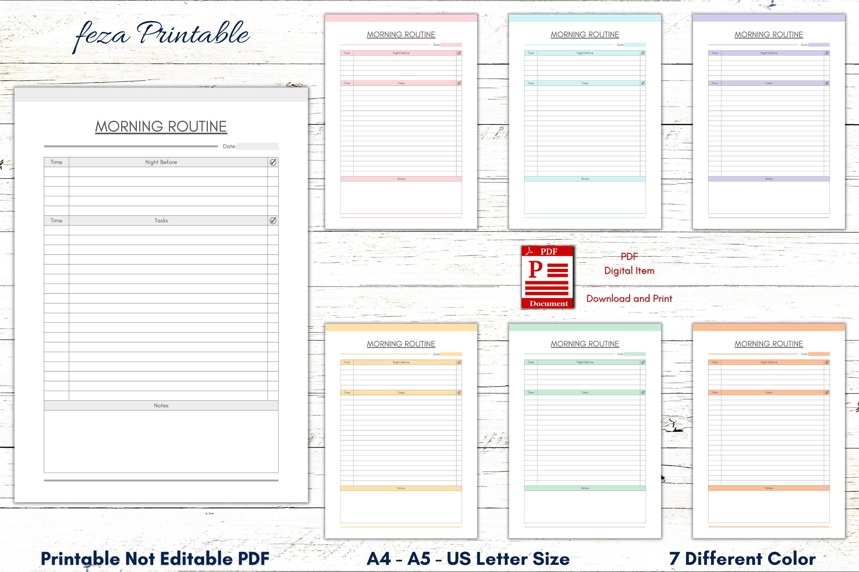 Morning Routine Sheet Printable Template, Morning Routine Log, Morning ...