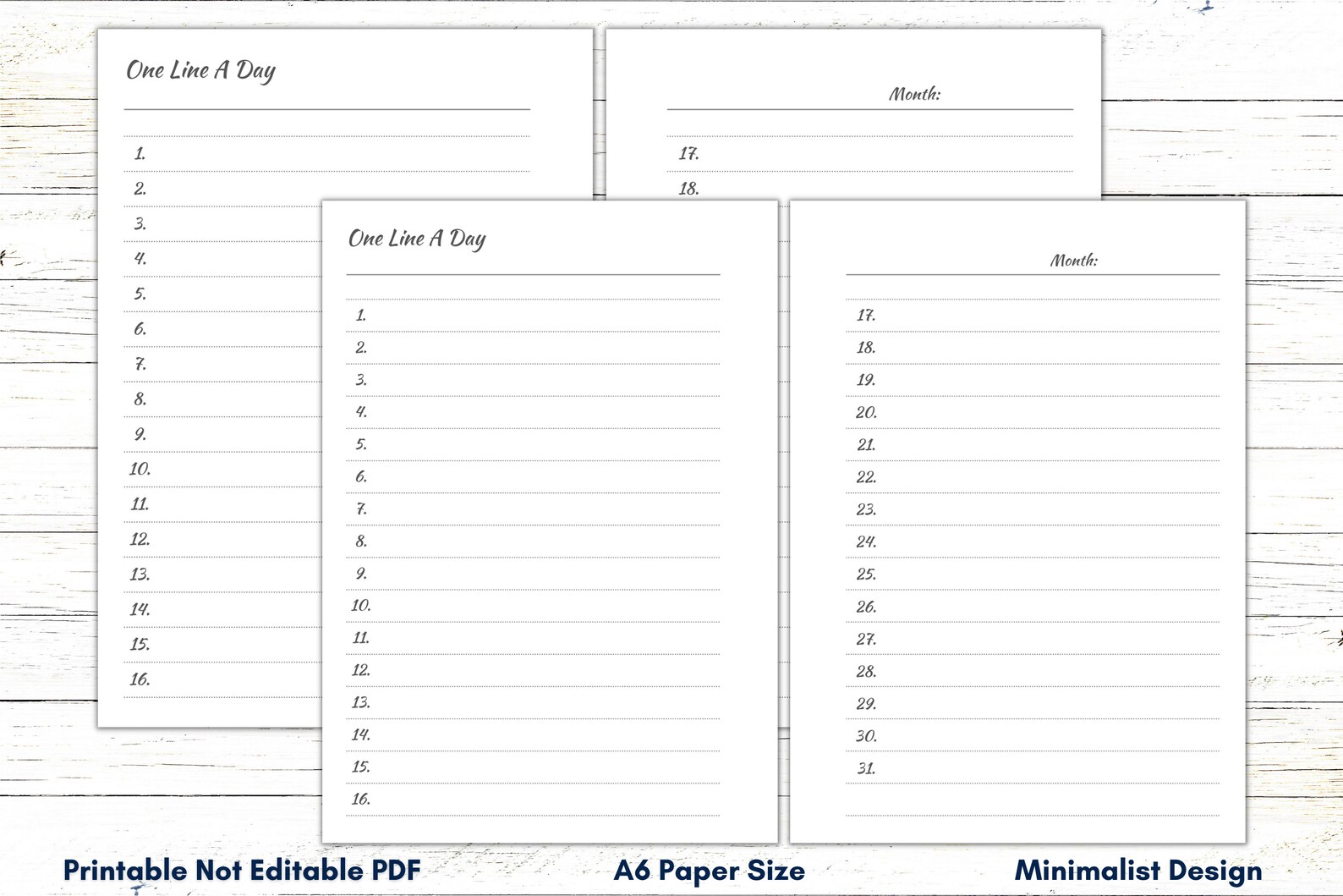 A6 One Line A Day, One Line A Day Journal, One Line A Day Printable ...