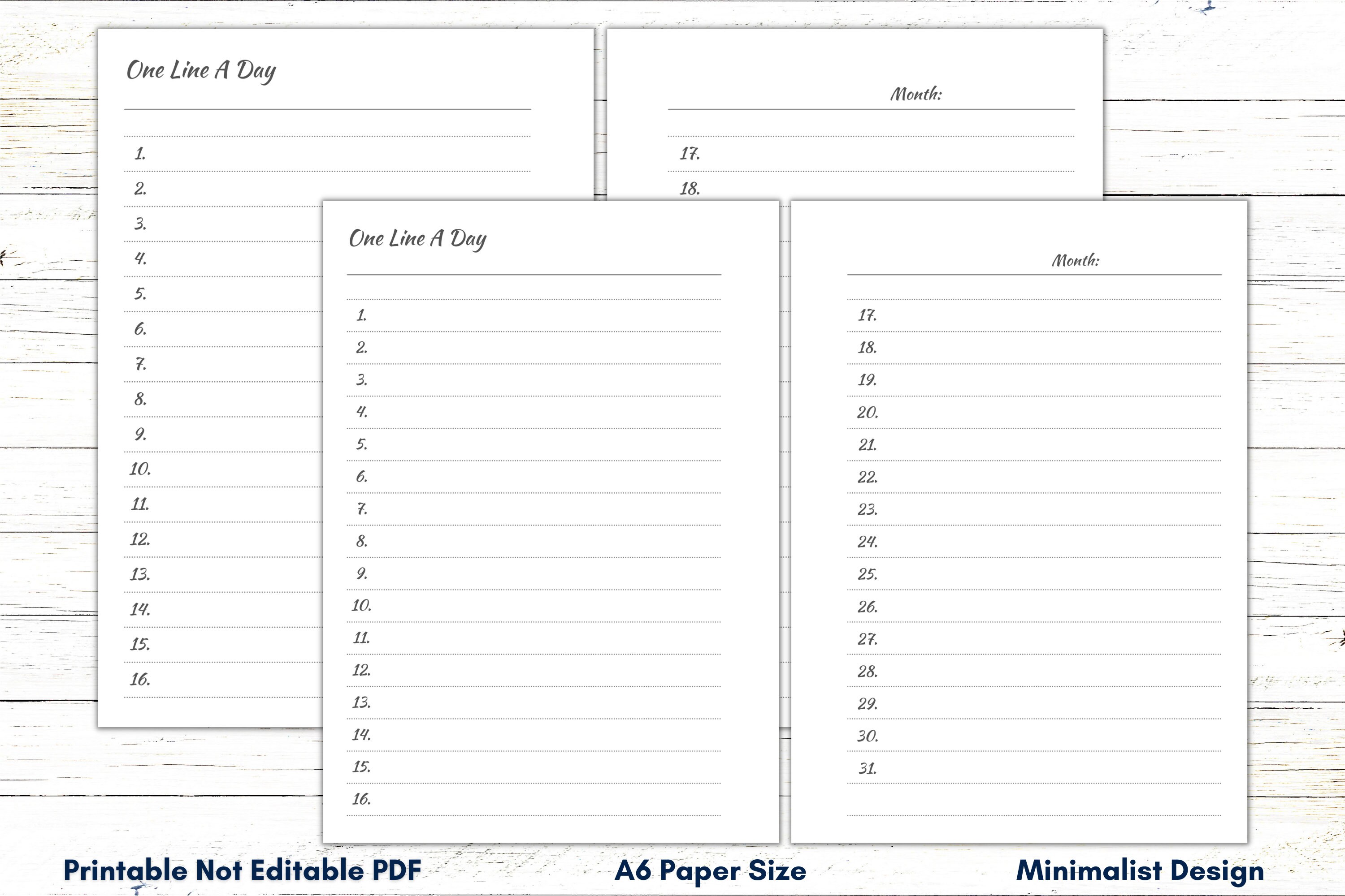 A6 One Line A Day, One Line A Day Journal, One Line A Day Printable ...