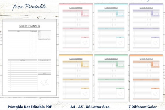 Printable Study Planner Daily Study Planner Printable - Etsy