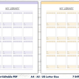 Library Planner Printable Template, Library Overview, Library List ...