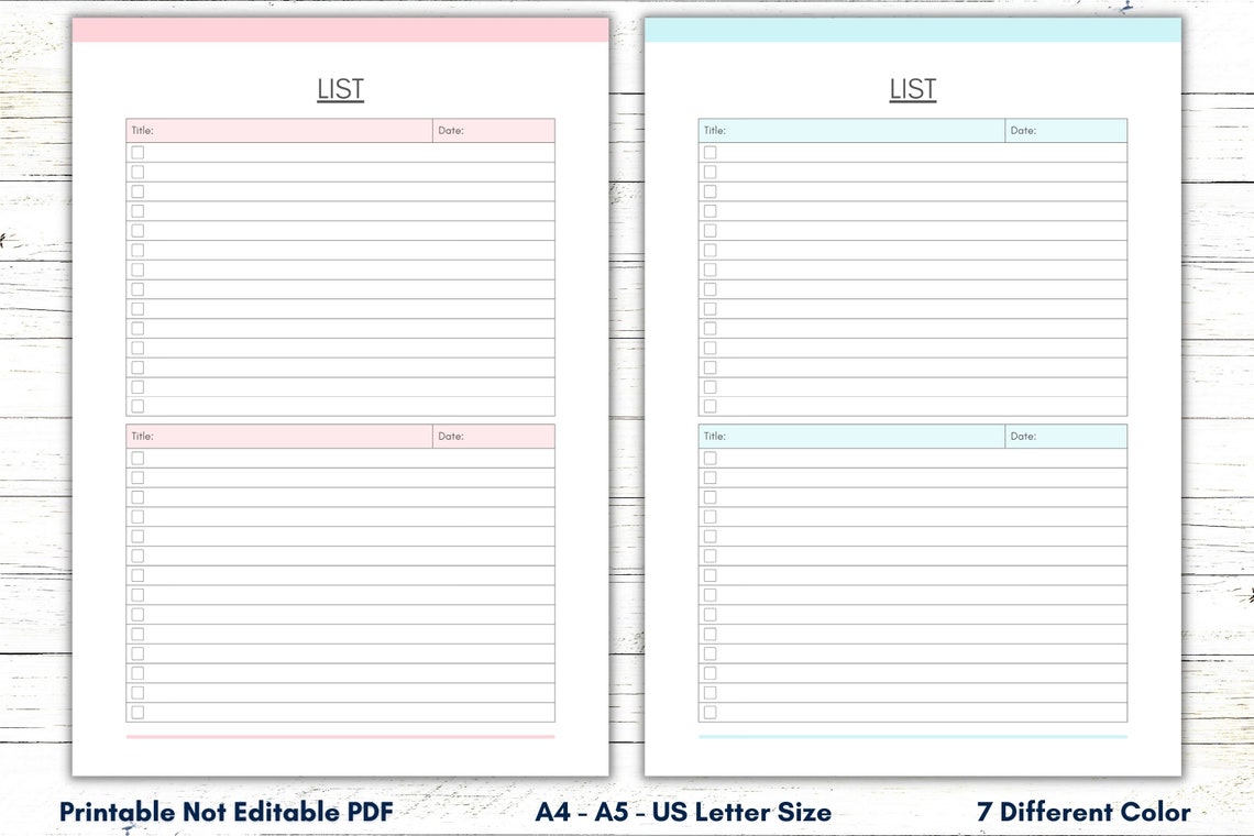 Printable Blank List Template, Blank Checklist Form, Blank List Form ...