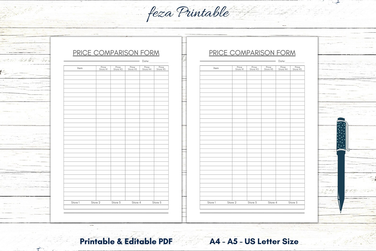 Price Comparison Printable Template, Price Comparison Sheet Editable ...