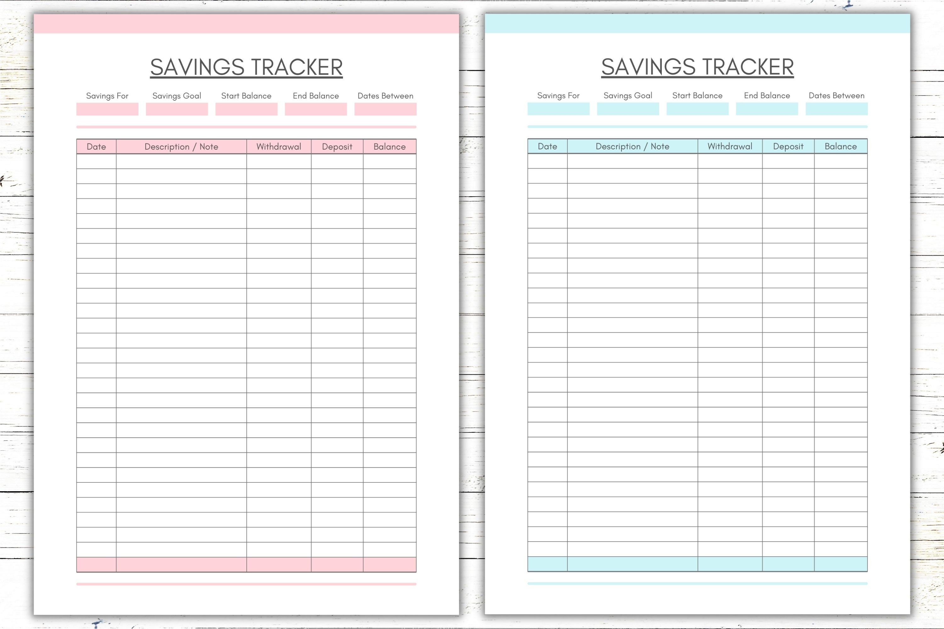 Printable Savings Tracker, Savings Account Sheet, Personal Budget ...