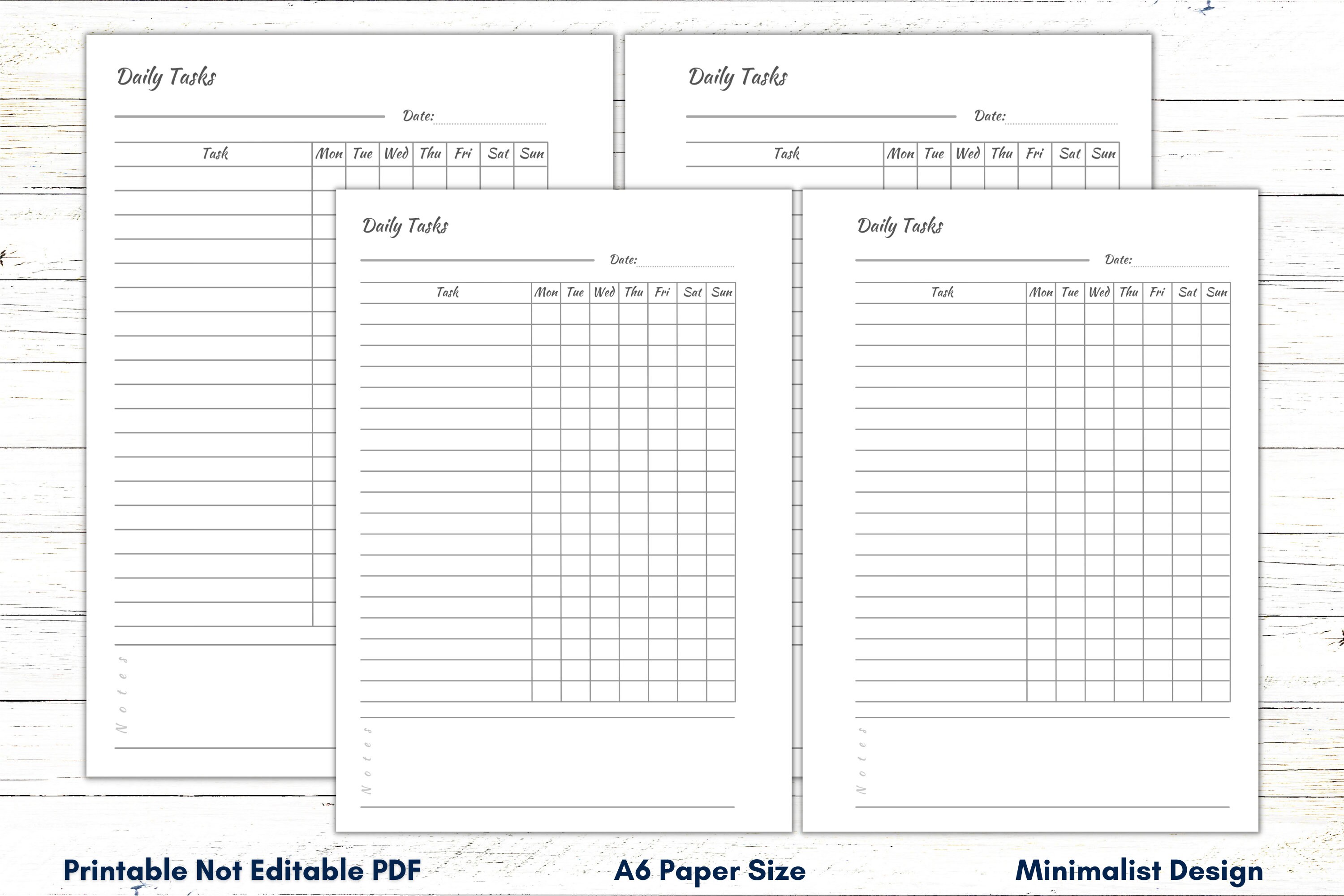 A6 Daily Checklist Printable, Daily Checklist Template, Daily Task ...