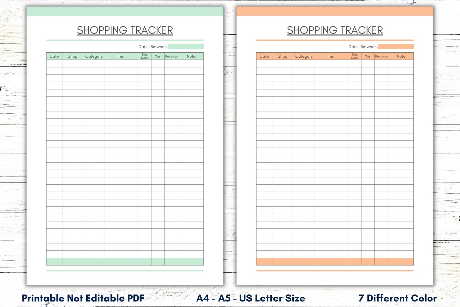 Printable Shopping Log, Shopping Tracker, Shopping Planner, Shopping ...
