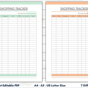 Printable Shopping Log, Shopping Tracker, Shopping Planner, Shopping ...