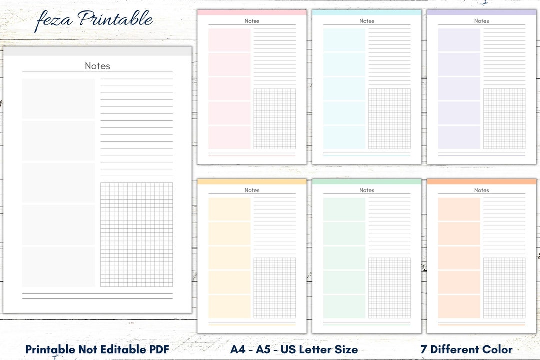 Printable Lined and Grid Note Pages Template, Lined Grid Note Page ...