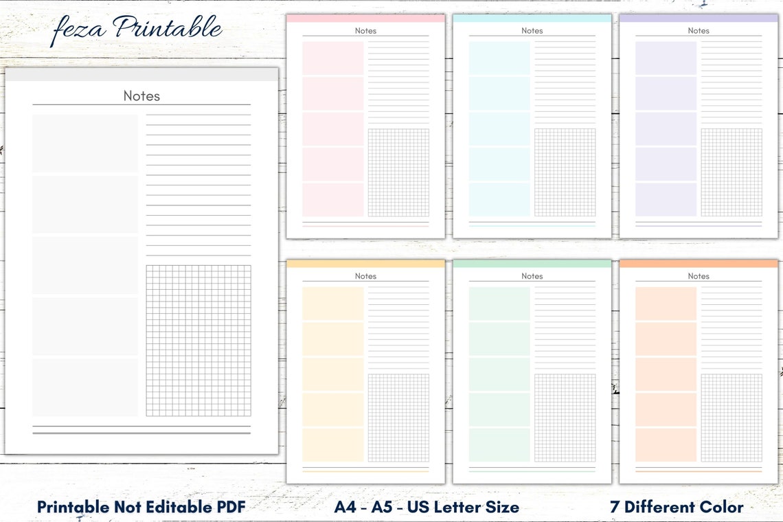 Printable Lined and Grid Note Pages Template, Lined Grid Note Page ...