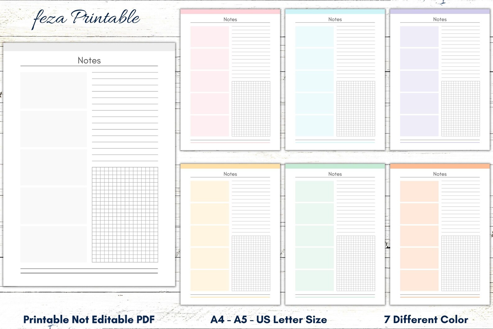 Printable Lined and Grid Note Pages Template, Lined Grid Note Page ...