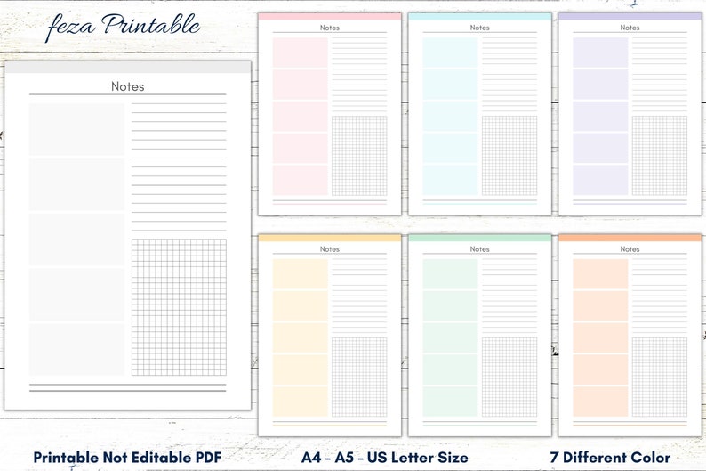 Printable Lined and Grid Note Pages Template, Lined Grid Note Page ...