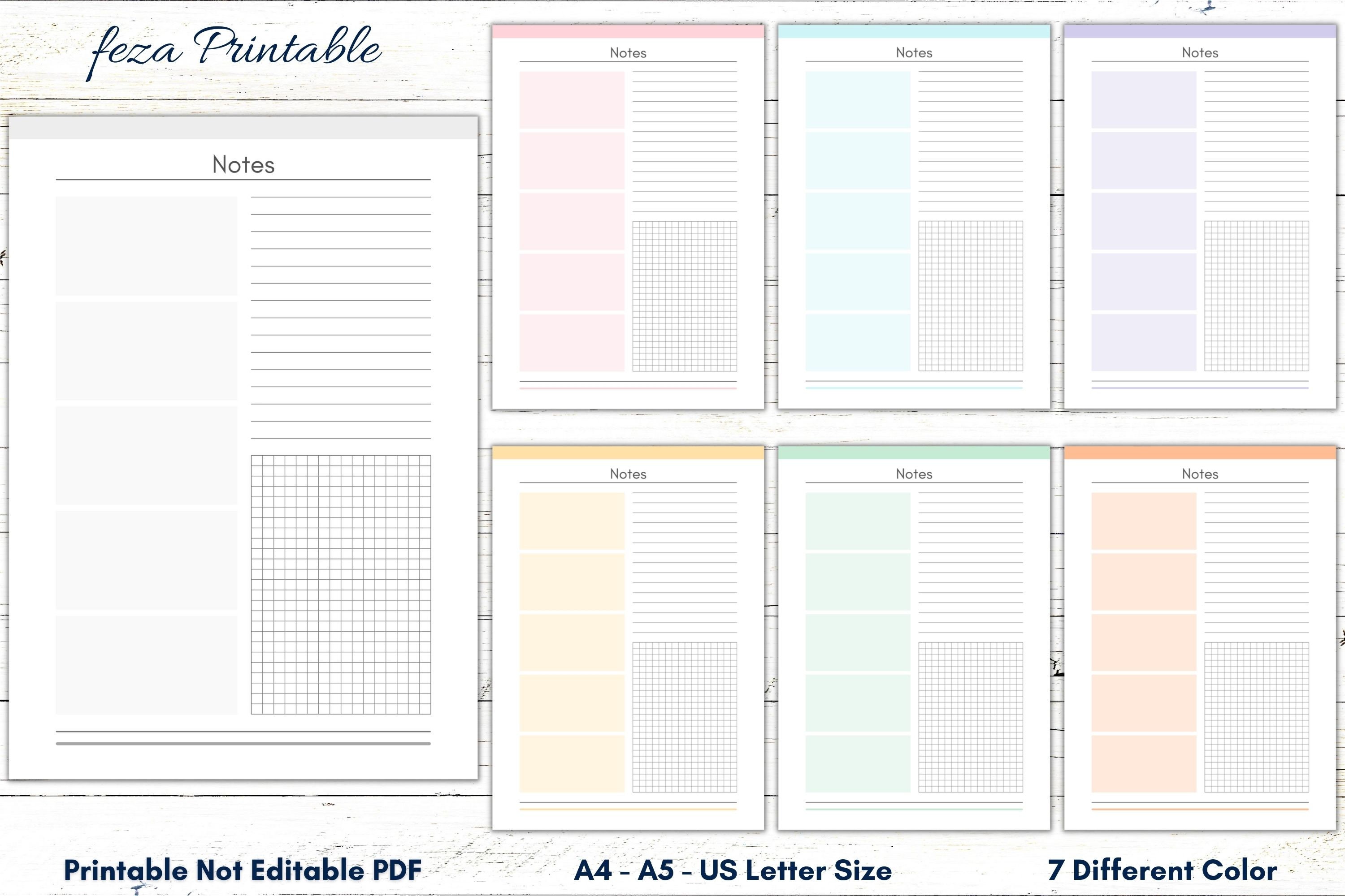 Printable Lined and Grid Note Pages Template, Lined Grid Note Page ...