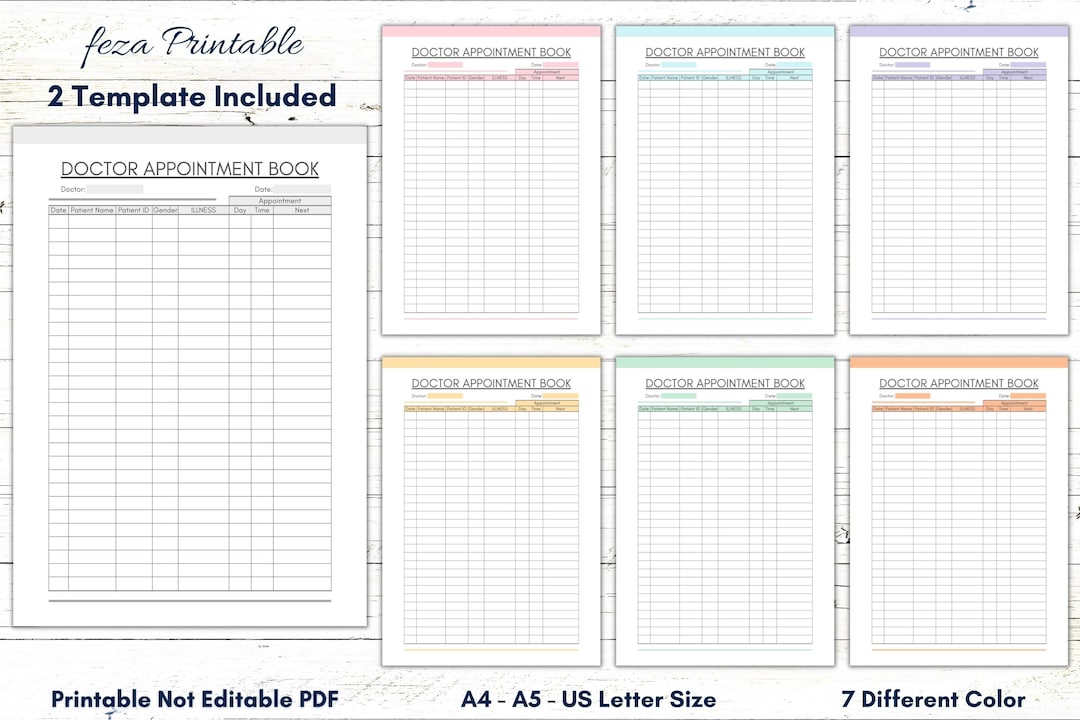 Printable Doctor Appointment Book, Doctor Visits Tracker, Doctor ...