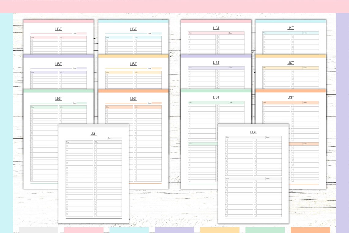 Blank List Template Printable Bundle, Blank List Bundle, Checklist ...