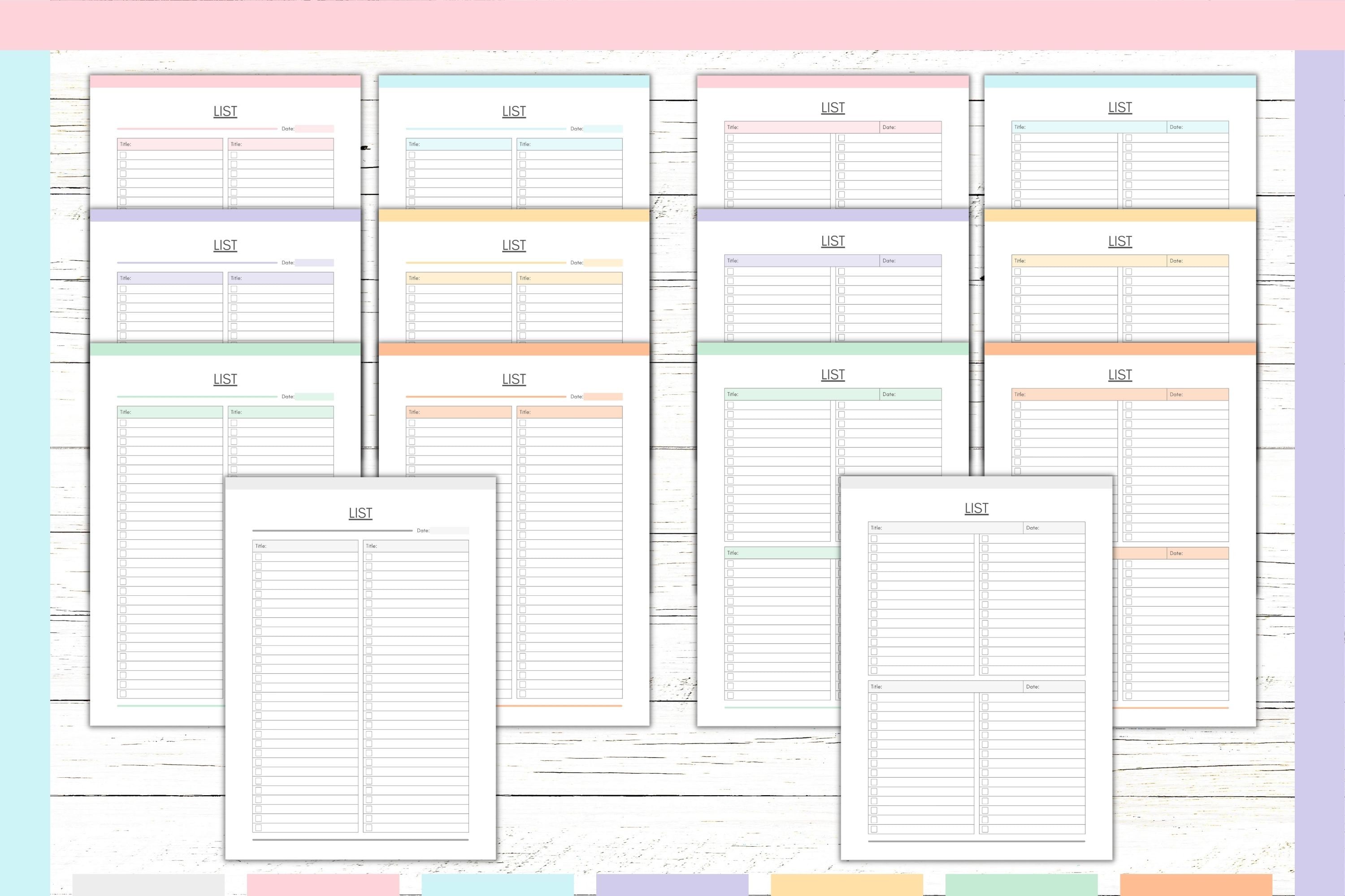 Blank List Template Printable Bundle, Blank List Bundle, Checklist ...