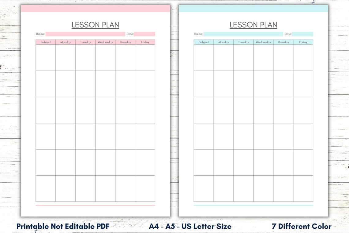 Weekly Lesson Plan Template Printable, Daily Lesson Plan, Lesson Plan ...