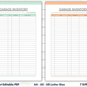 Printable Garage Inventory List, Garage Log, Householad Inventory Sheet ...