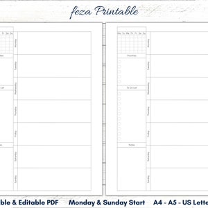 Undated Weekly Planner Printable, Weekly Planner Editable Fillable ...