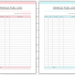 Printable Vehicle Fuel Log, Fuel Oil Tracker, Fuel Price Tracker ...