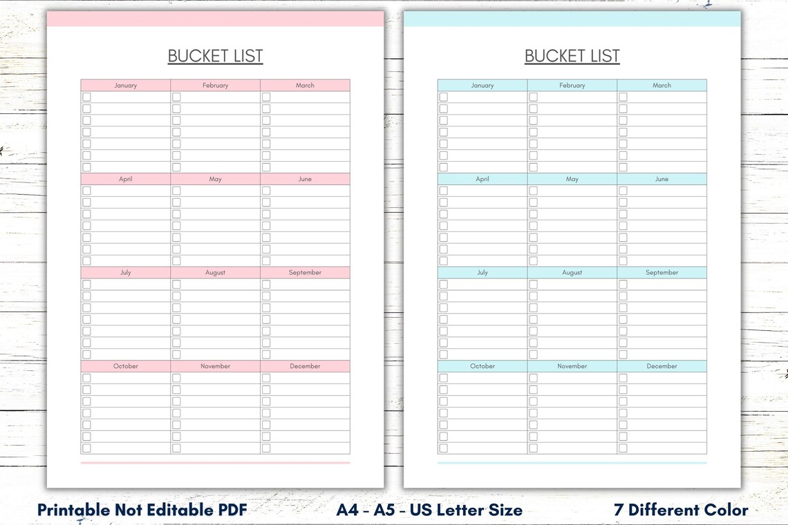 Bucket List Printable Template, Bucket List Sheet, Bucket List Bullet ...