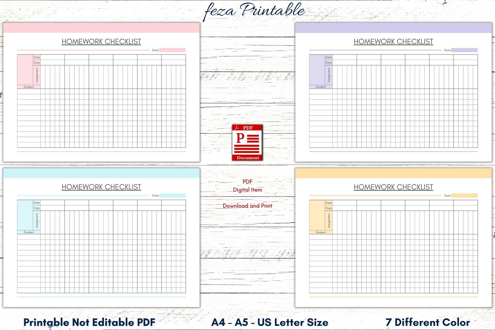 Printable Homework Checklist, Assignment Checklist, PDF Homework ...