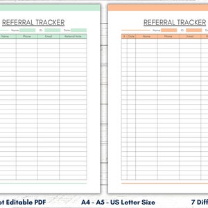 Printable Referral Log Template, Client Referral Tracker, Referral ...
