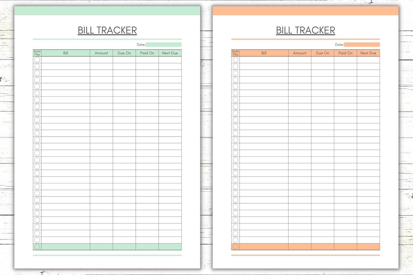 Printable Bill Payment Sheet, Monthly Bills Record, Bill Tracking Sheet ...