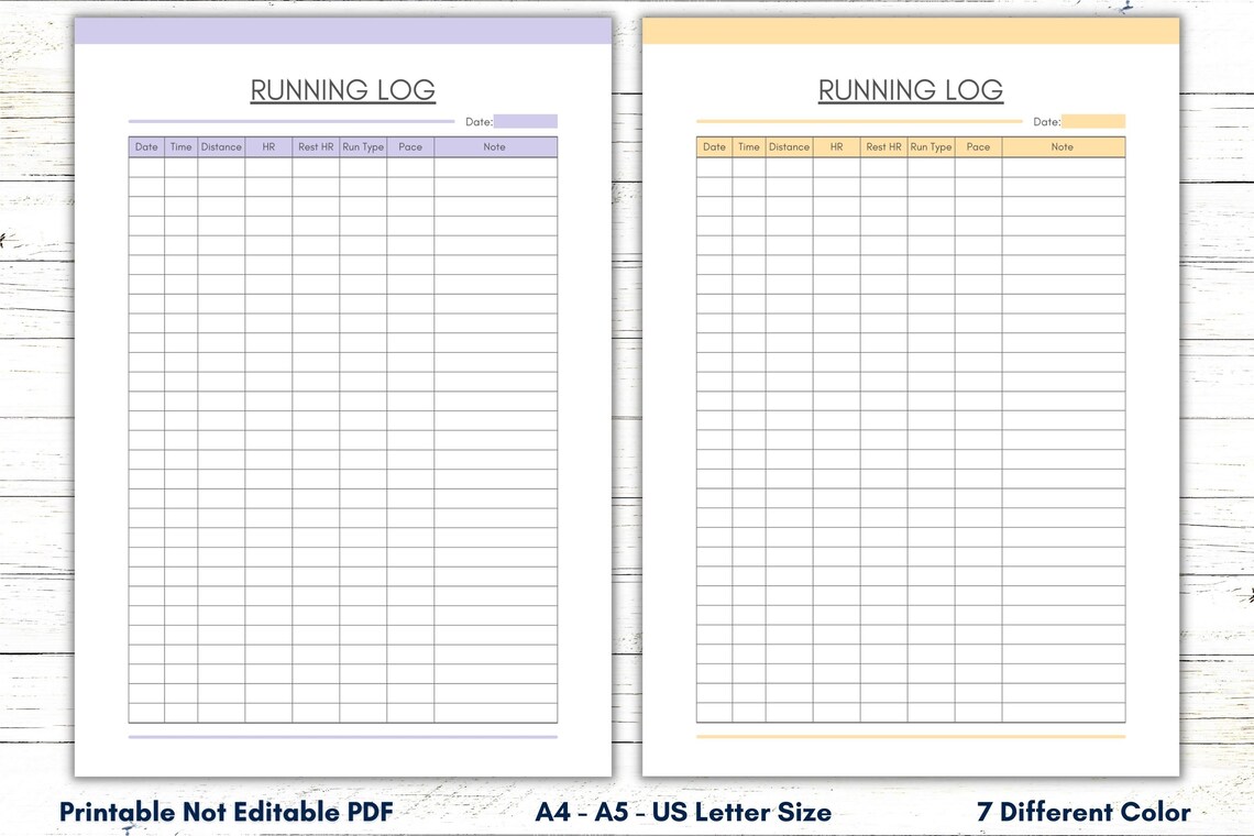 Printable Running Log Template, Running Diary Sheet, Running Journal ...