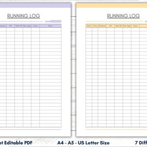 Printable Running Log Template, Running Diary Sheet, Running Journal ...