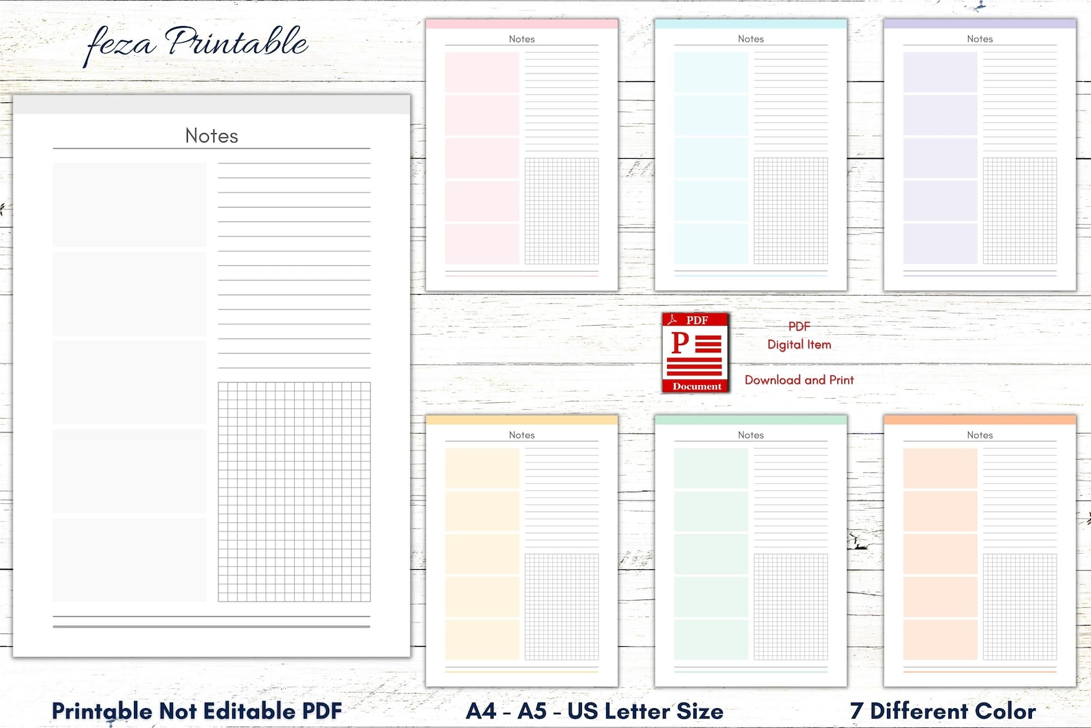 Printable Lined and Grid Note Pages Template, Lined Grid Note Page ...