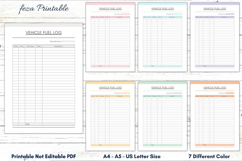 Printable Vehicle Fuel Log, Fuel Oil Tracker, Fuel Price Tracker ...