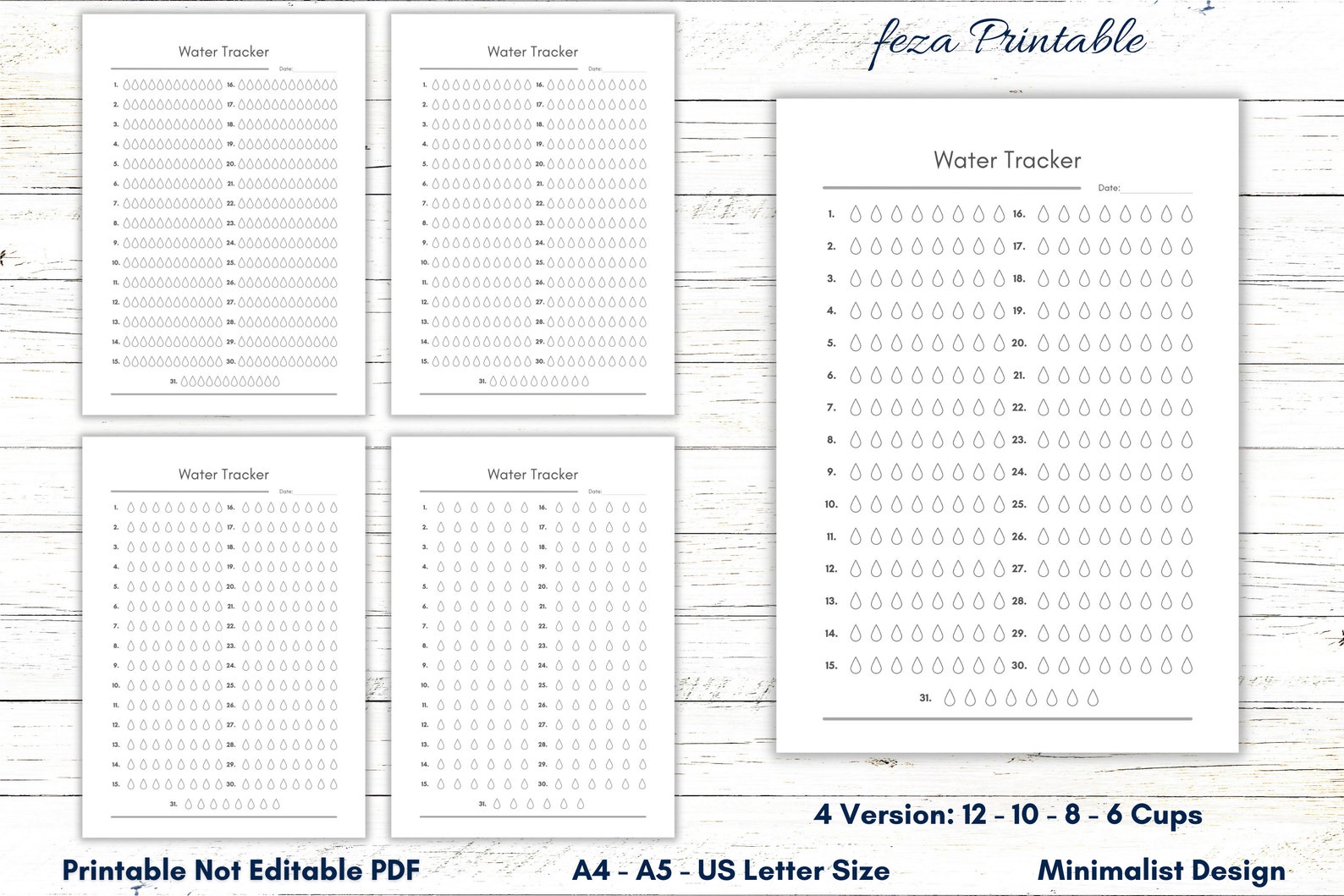 Printable Water Tracker, Water Tracker Template, Water Tracker Planner ...