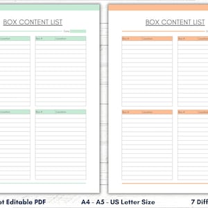 Box Content List Template Printable, Moving Process Plan, Moving ...